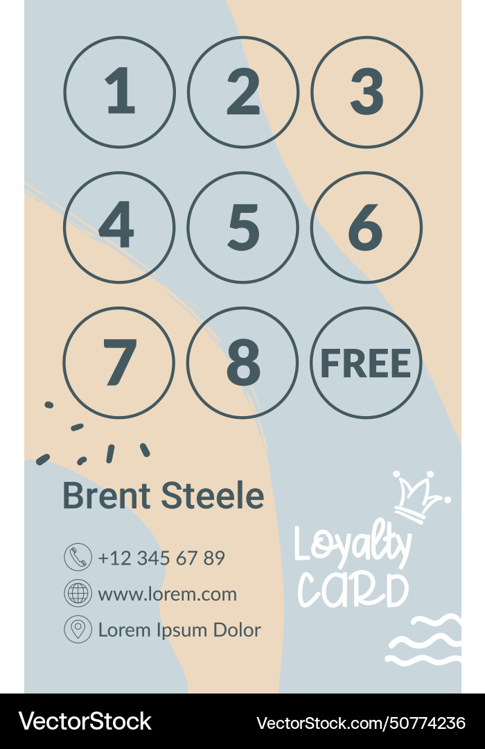Ocean-inspired loyalty card design Royalty Free Vector Image