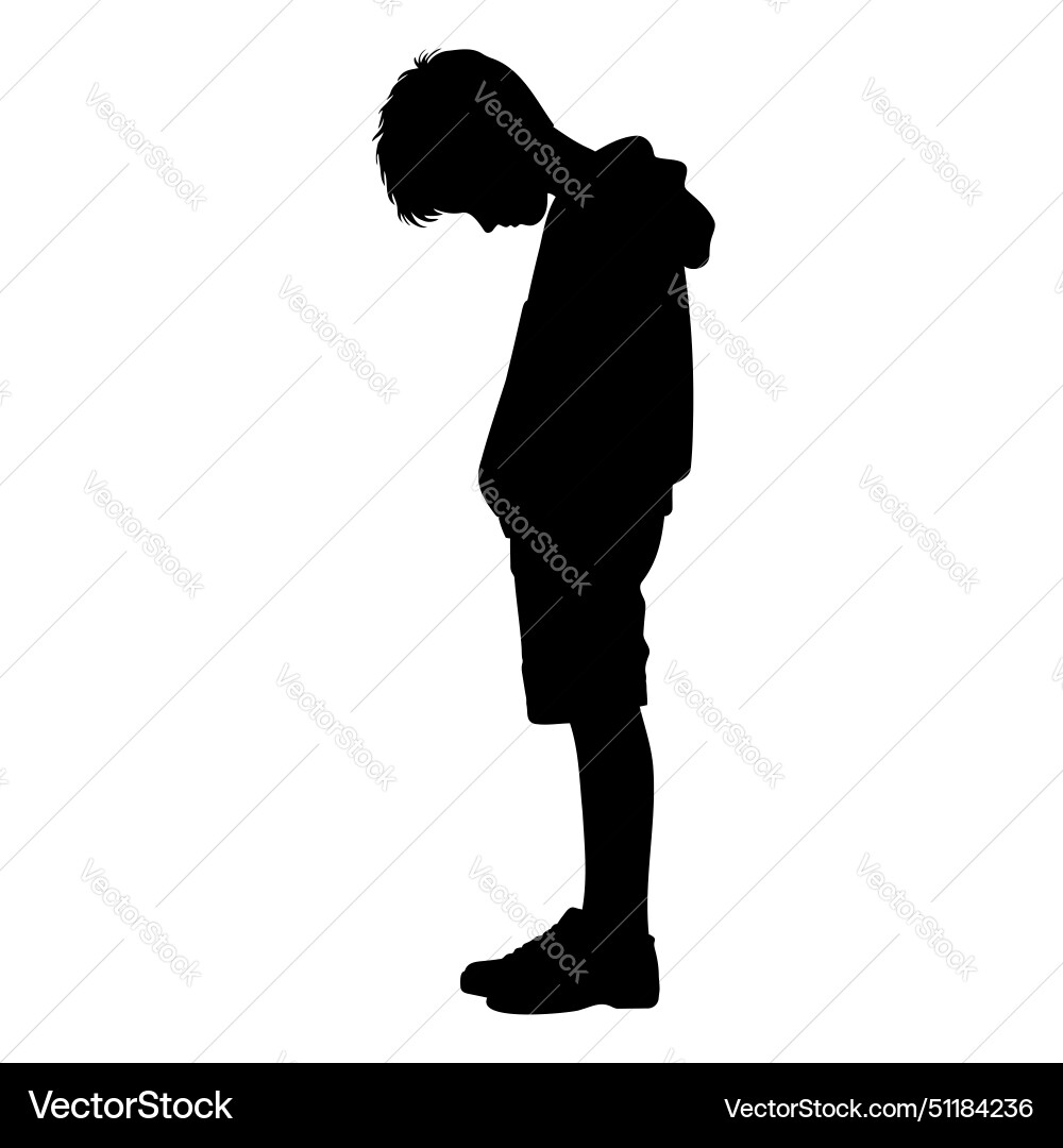 Sad boy silhouette bad mood melancholy sorrow Vector Image