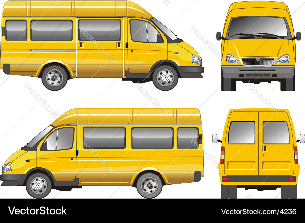 Yellow mini bus Royalty Free Vector Image - VectorStock