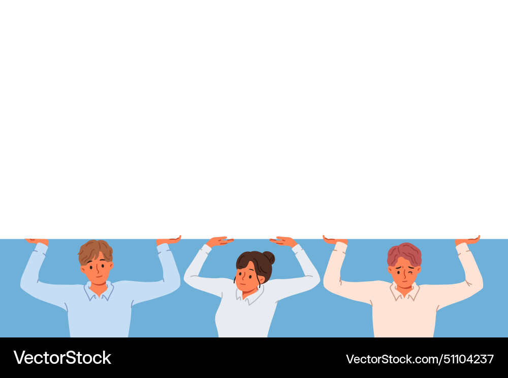 Business people lifting heavy load together with Vector Image