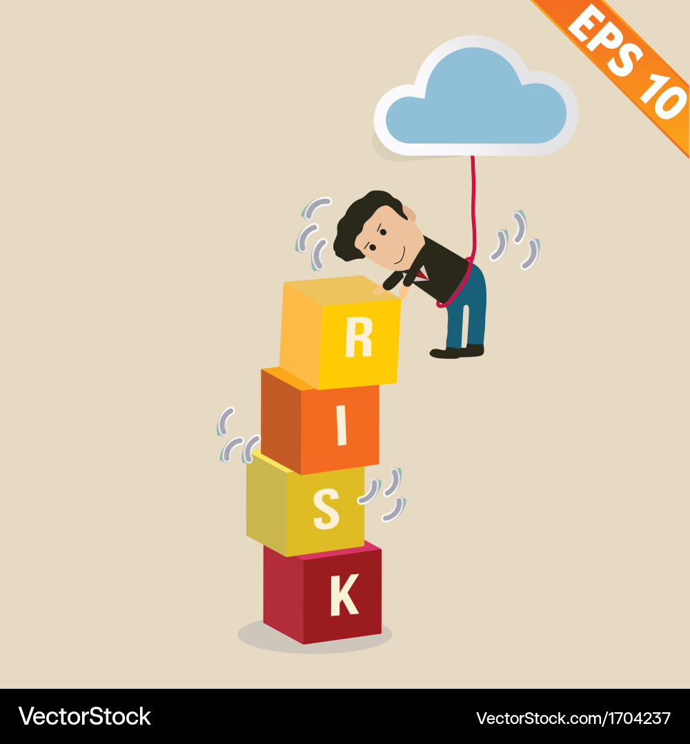 Cartoon businessman with risk management concept Vector Image