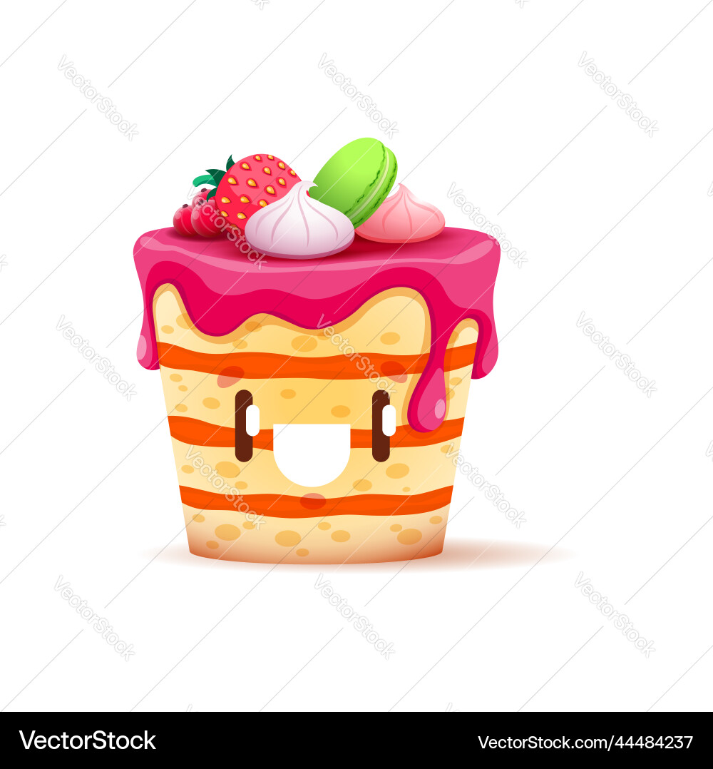 Cartoon pie character cute fruit cake personage Vector Image