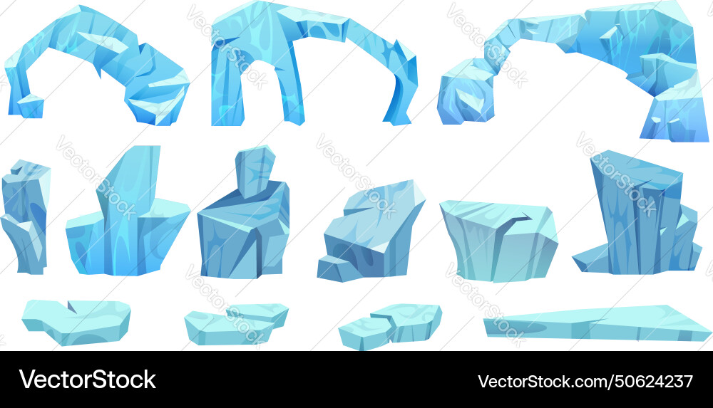 Iceberg piece and arch floating cartoon Royalty Free Vector