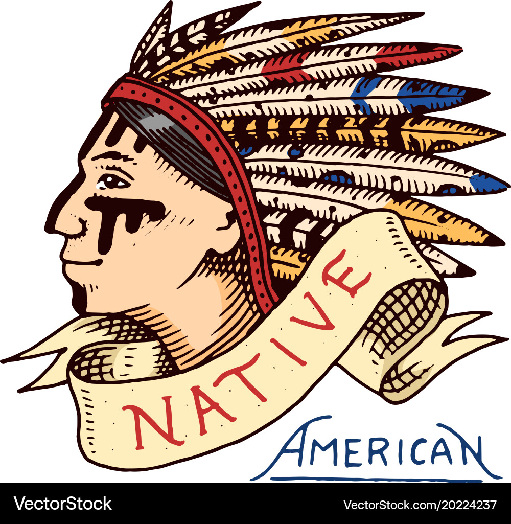 Native American Chief Badge Royalty Free Vector Image