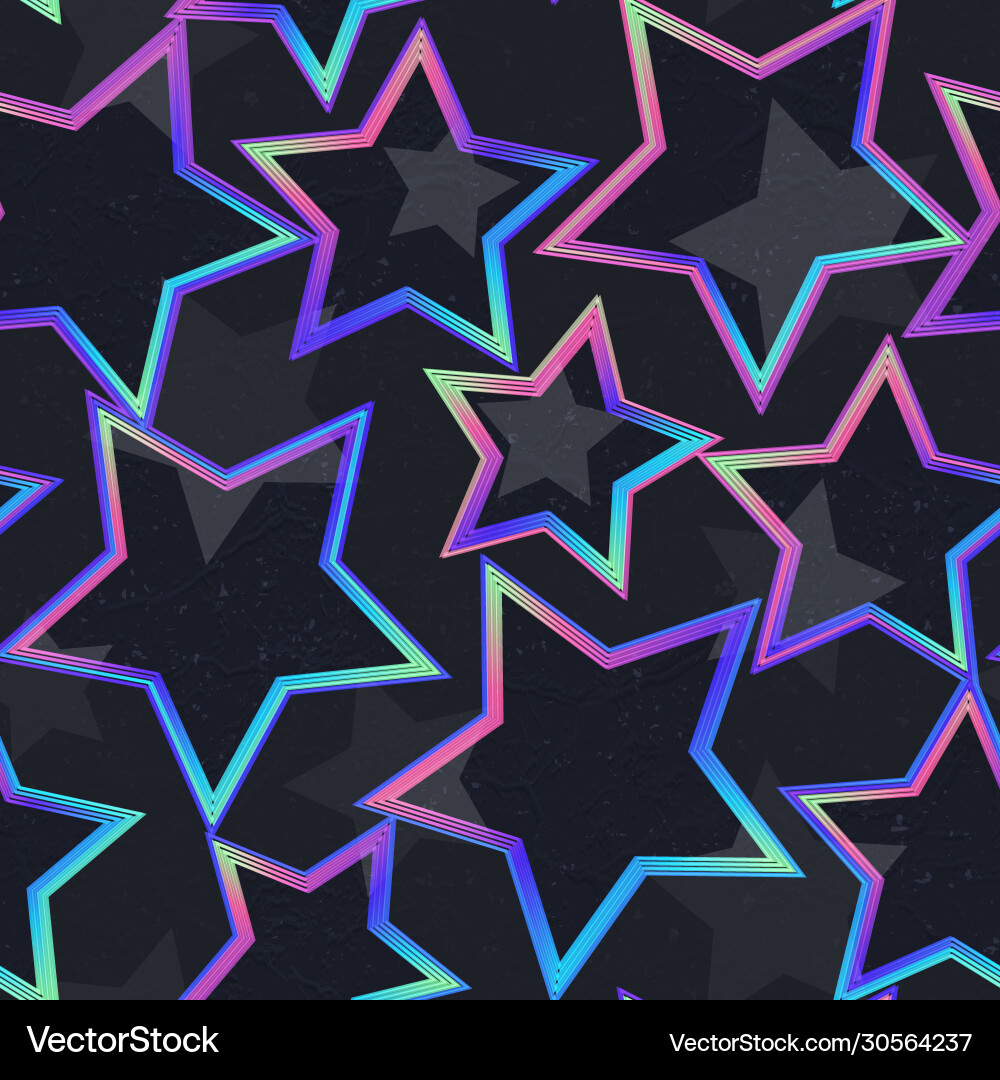 Neon star geometric seamless pattern Royalty Free Vector