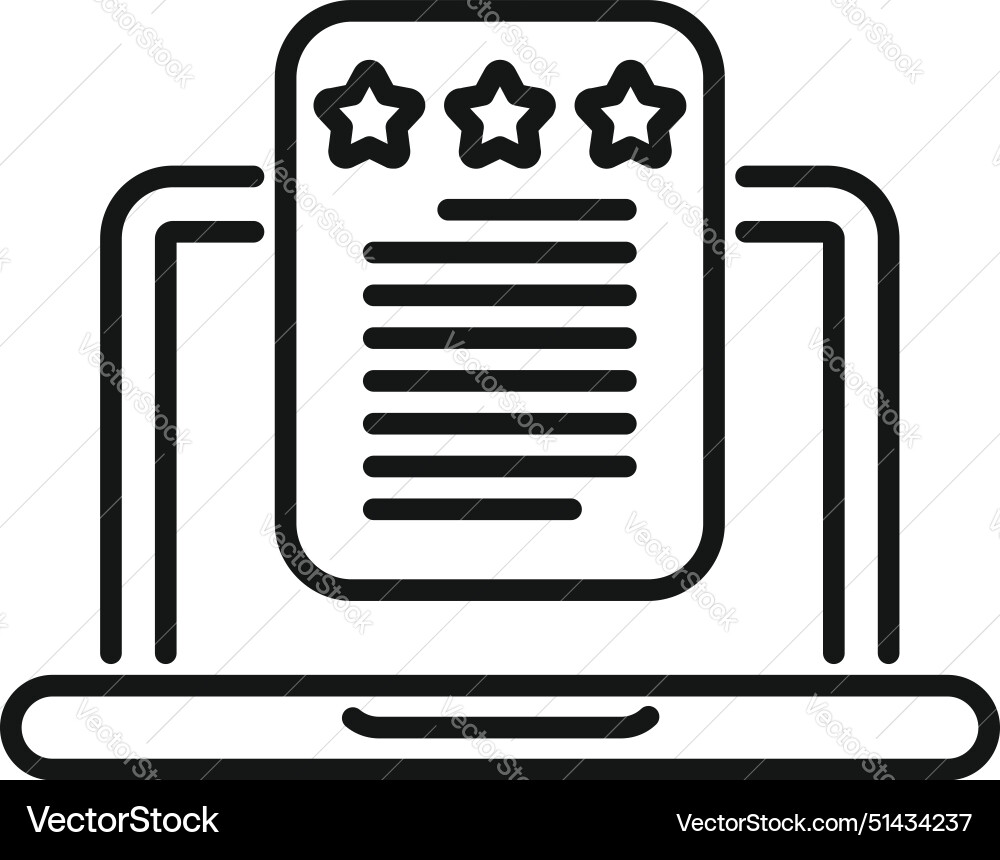 Online review rating on laptop screen Royalty Free Vector