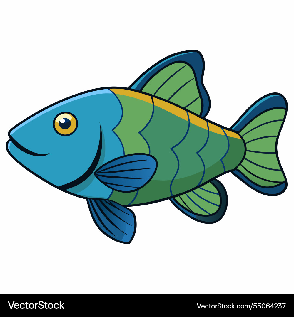 Parrotfish fish isolated flat on white background Vector Image