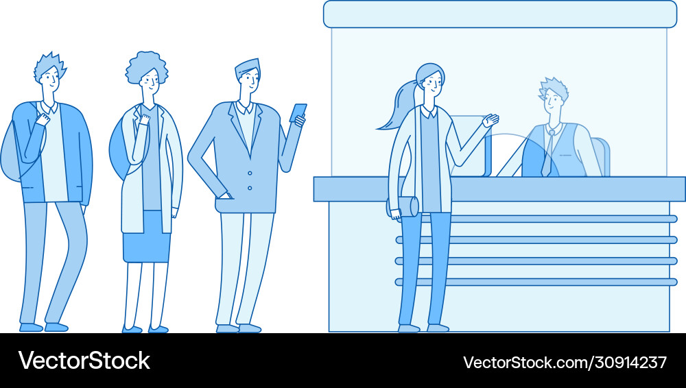 Queue at box office station waiting line cash Vector Image