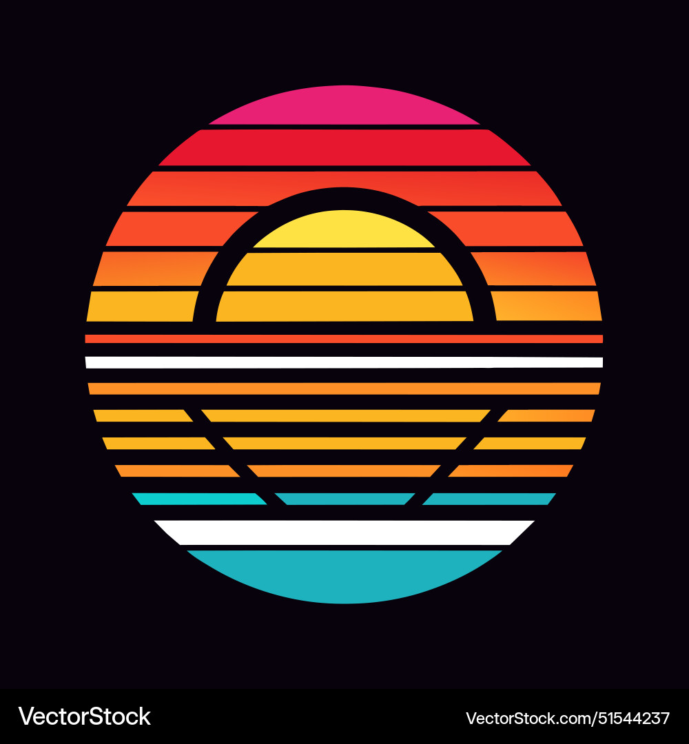 Retro wave pattern with sun vintage and nostalgic Vector Image