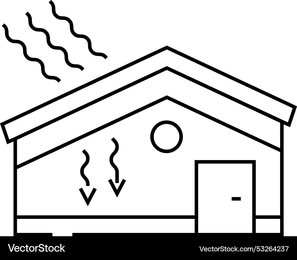 Roofing energy efficient line icon Royalty Free Vector Image