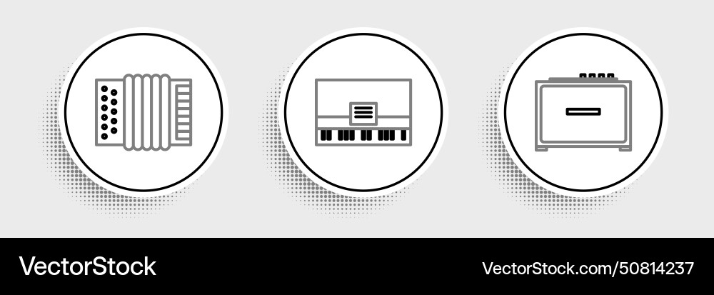 Set line guitar amplifier musical instrument Vector Image