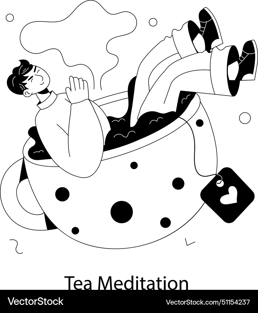 Tea meditation Royalty Free Vector Image - VectorStock