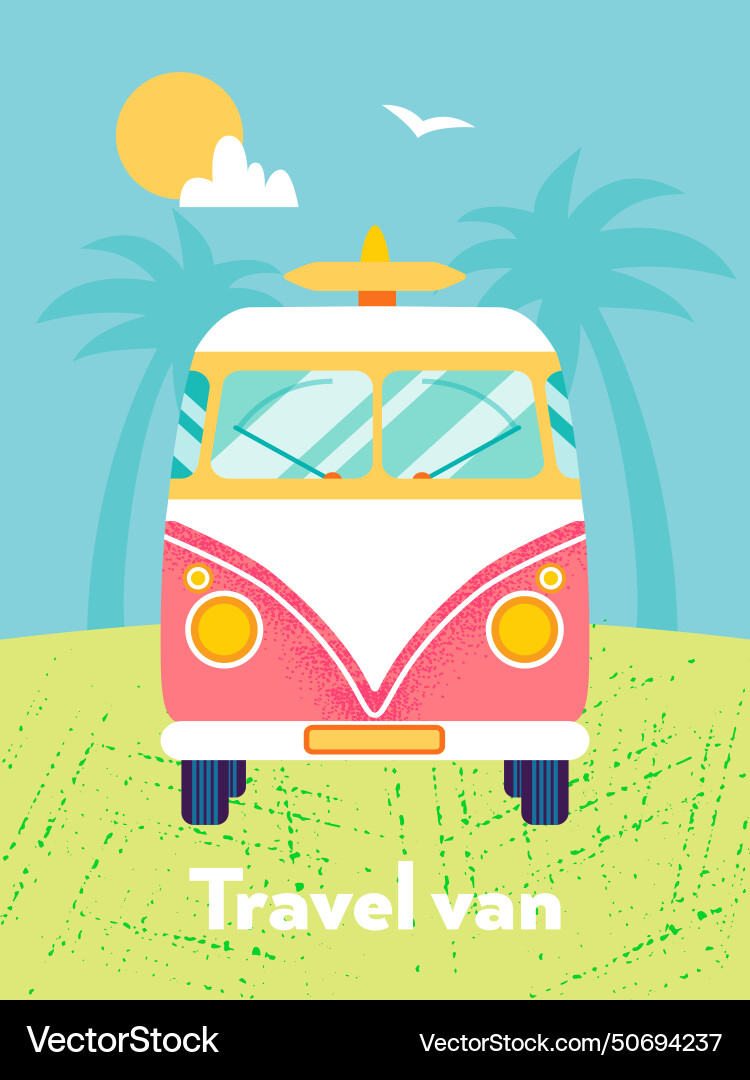 Travel van summer vibe Royalty Free Vector Image