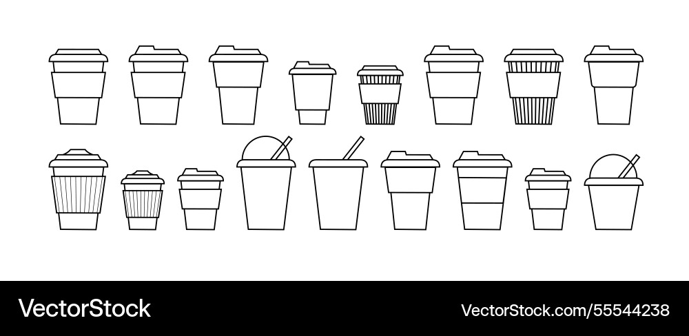 Coffee cup line and flat style disposable Vector Image
