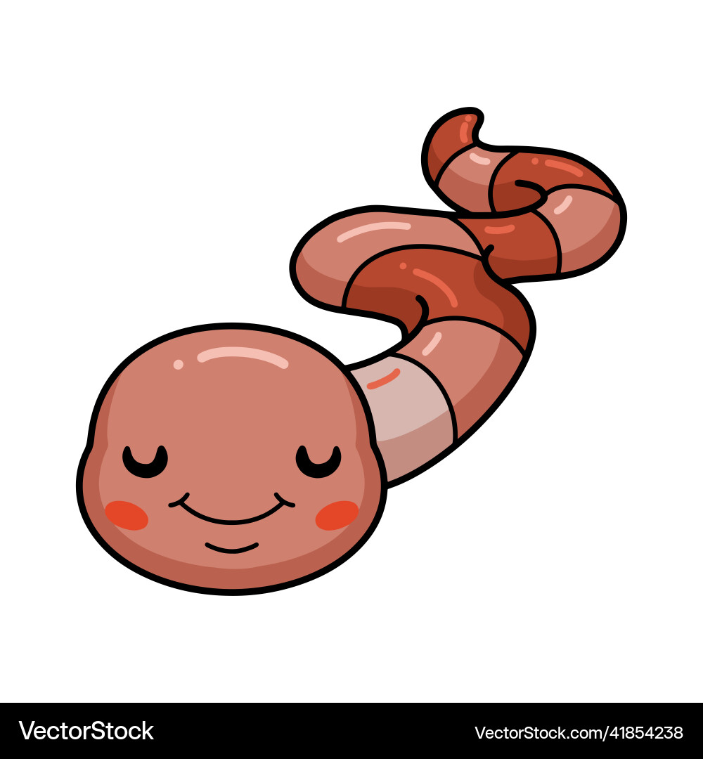 Cute little worm cartoon sleeping Royalty Free Vector Image