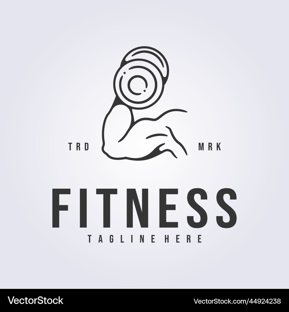 Fitness gym workout logo monoline exercise icon Vector Image