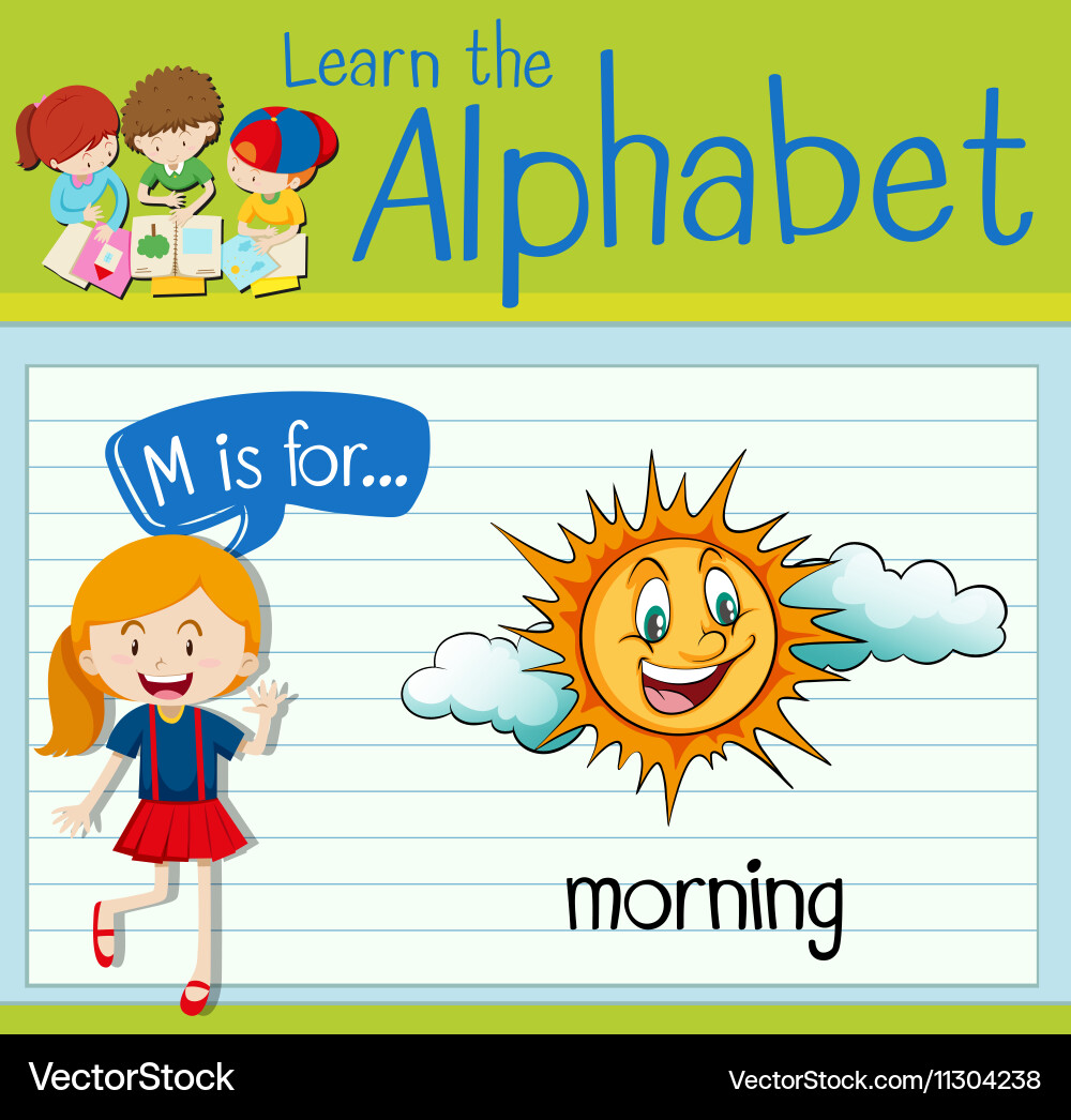 Flashcard letter m is for morning Royalty Free Vector Image