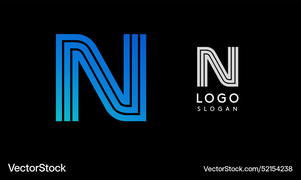 Modern blue gradient letter n logo sleek Vector Image