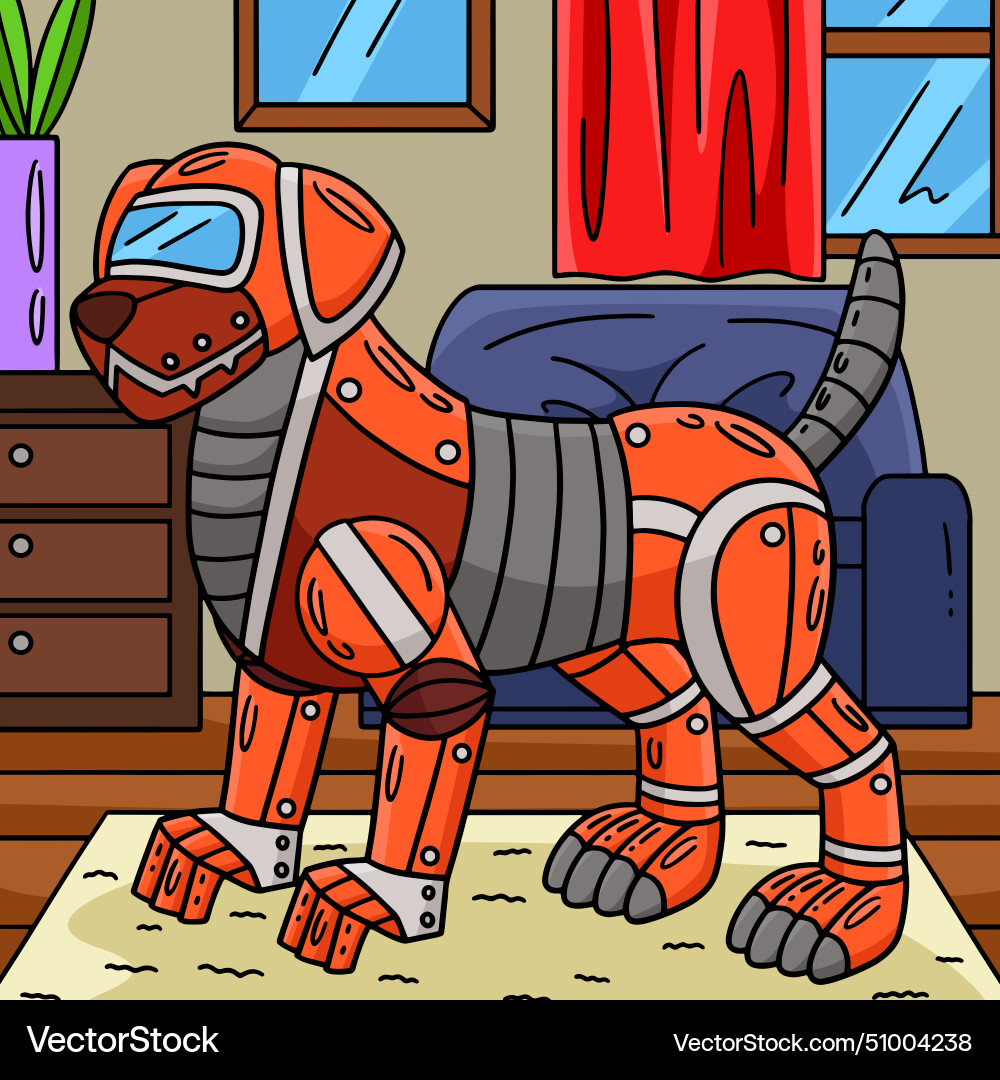 Robot dog coloring page colored cartoon i Vector Image