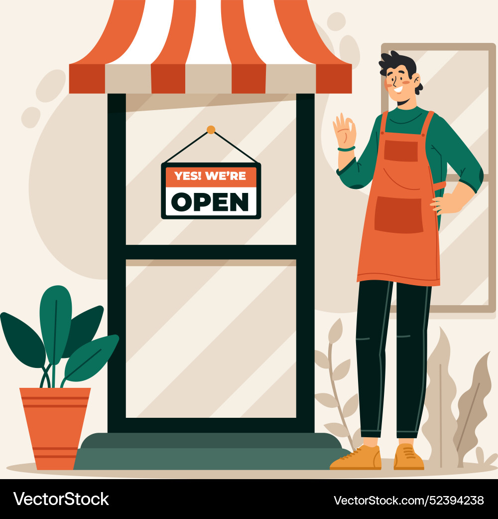 Shop with sign open Royalty Free Vector Image - VectorStock