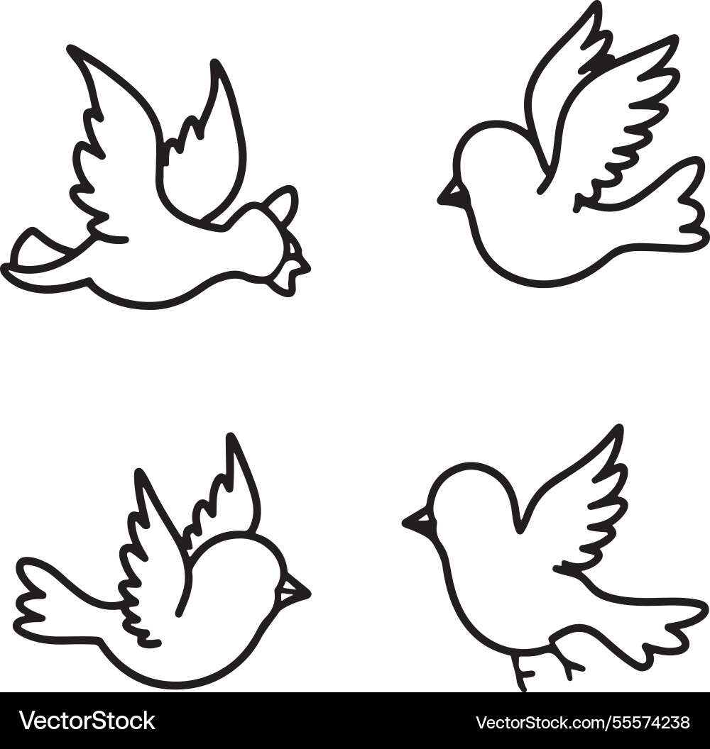 Silhouettes of crows in different poses stand Vector Image