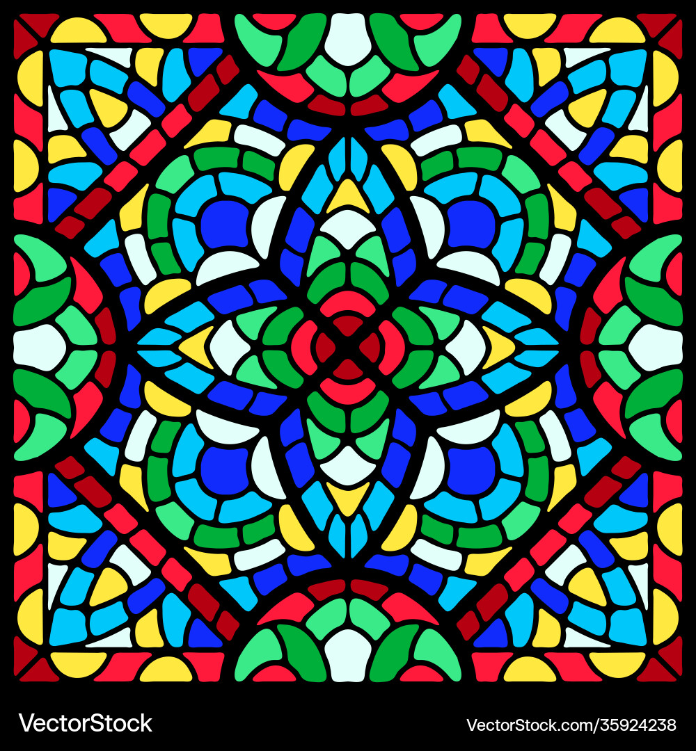 Stained-glass window with colored piece Royalty Free Vector