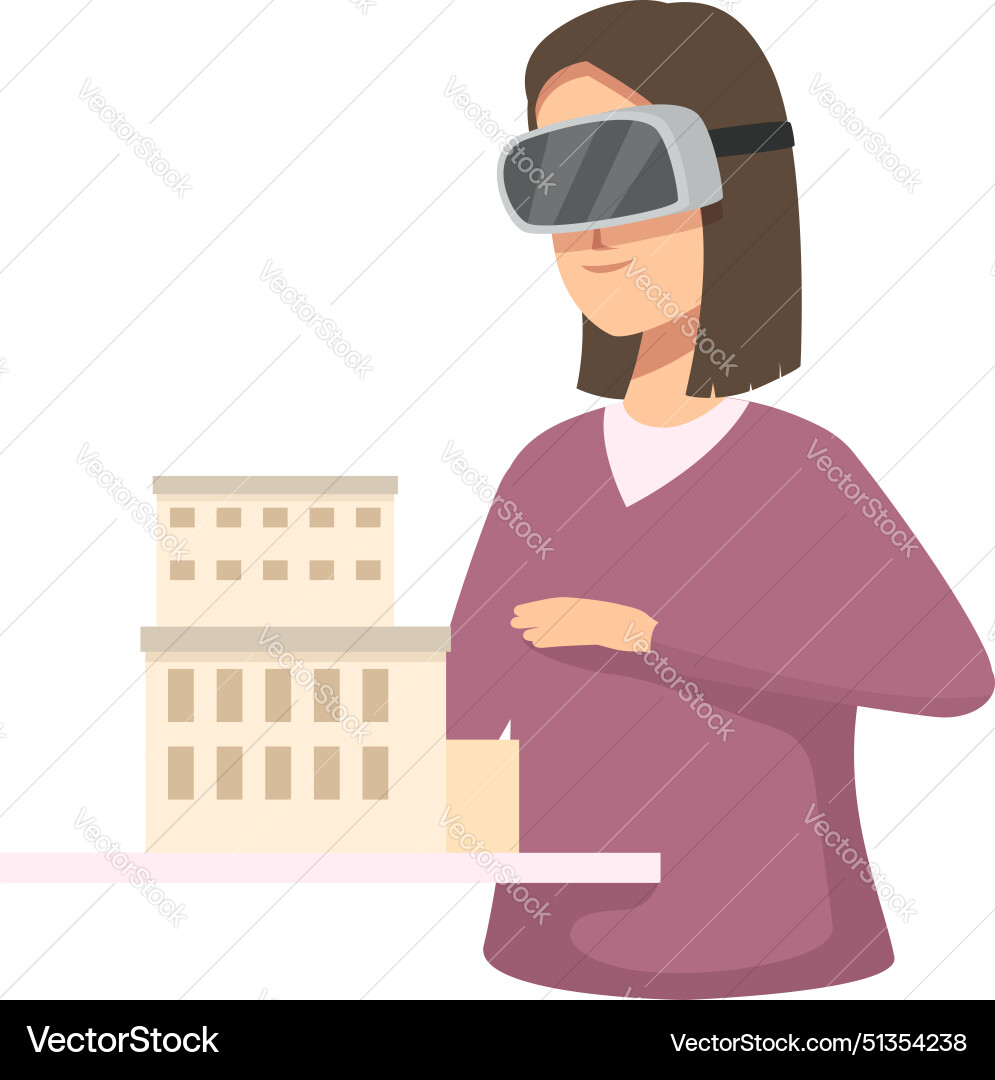 Woman experiencing virtual reality architecture Vector Image