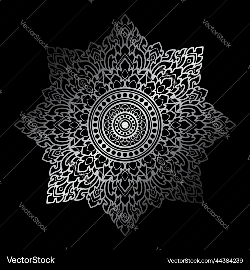 A32 - octagon mandala pattern silver applied thai Vector Image