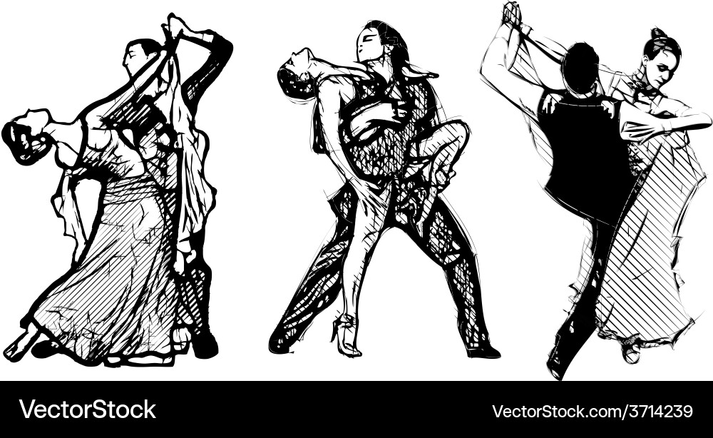 Classical dance trio Royalty Free Vector Image