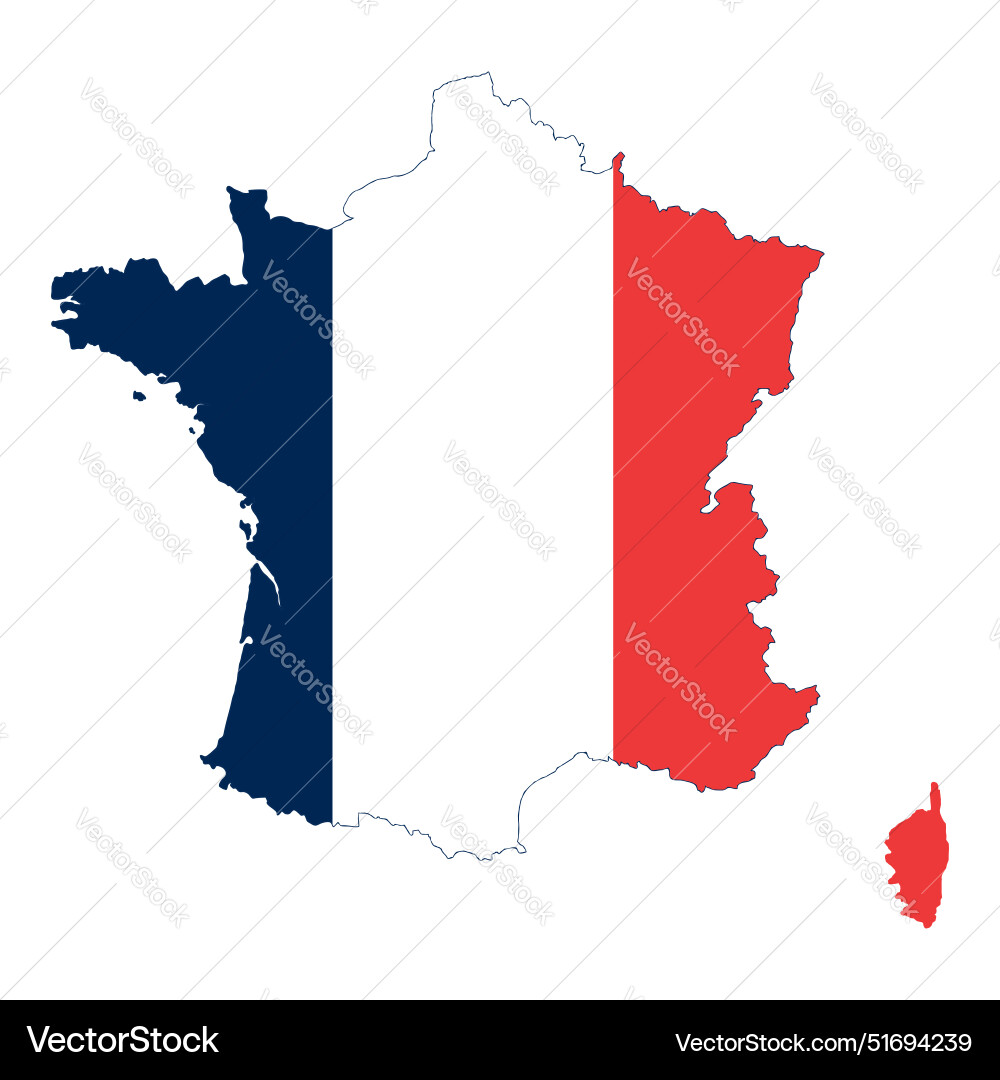 France flag map contour Royalty Free Vector Image