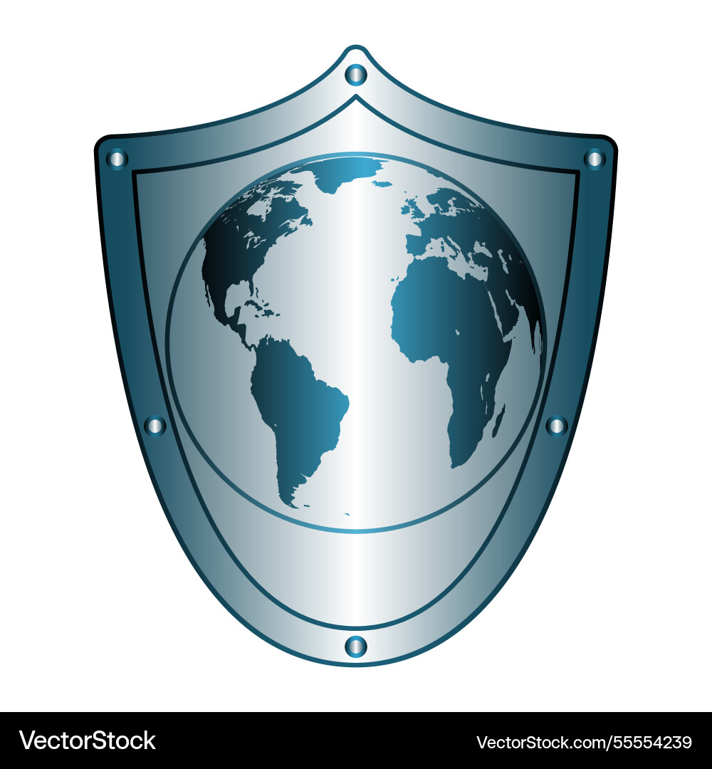Globe on shield Royalty Free Vector Image - VectorStock