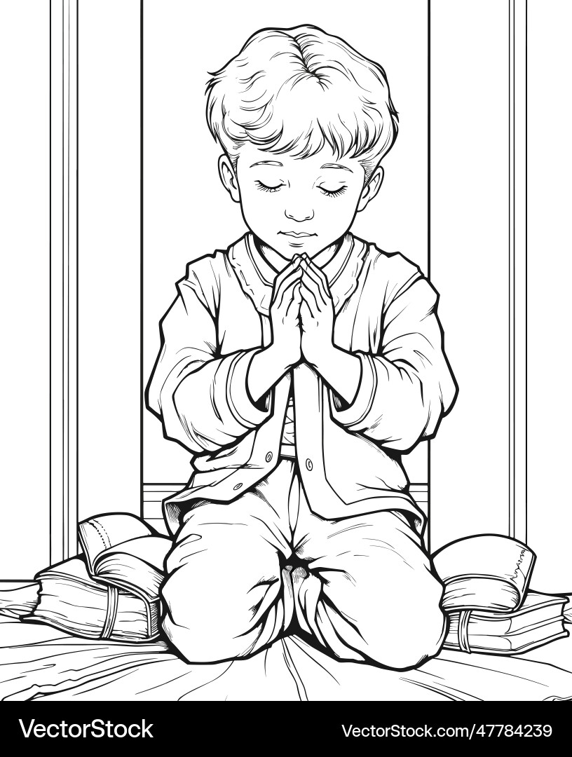 Praying kid Royalty Free Vector Image - VectorStock