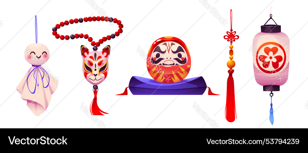 Traditional japanese culture cartoon elements Vector Image