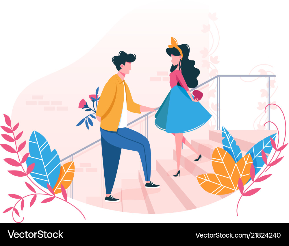 Couple in love on date Royalty Free Vector Image