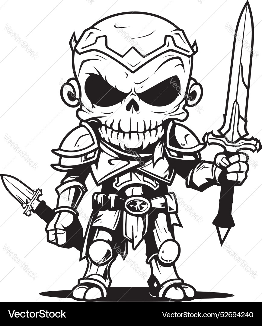 Grim warden zombie knight soldier black emblem Vector Image