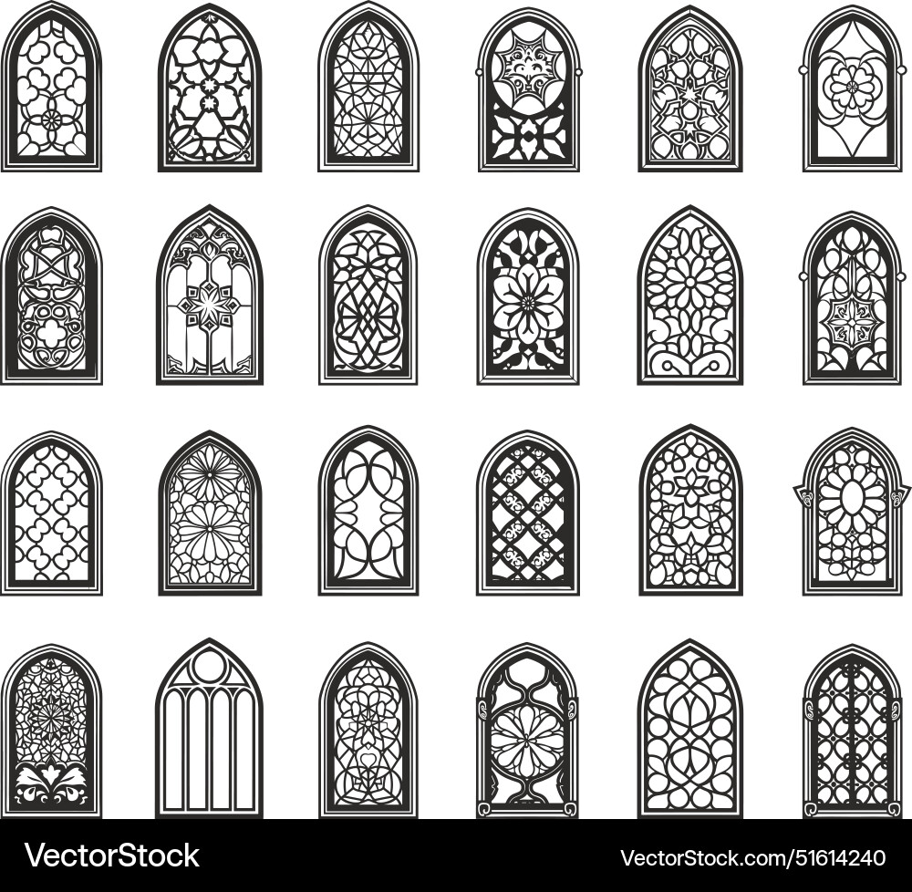 Hand-drawn arabic windows icons set on white Vector Image