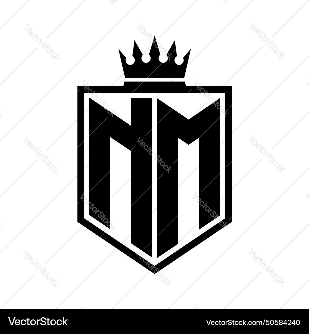 Nm logo monogram bold shield geometric shape Vector Image