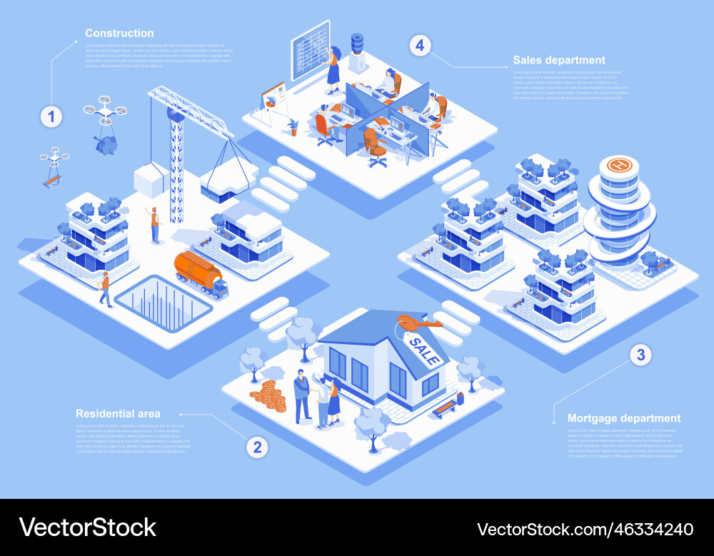 Real estate concept 3d isometric web scene Vector Image
