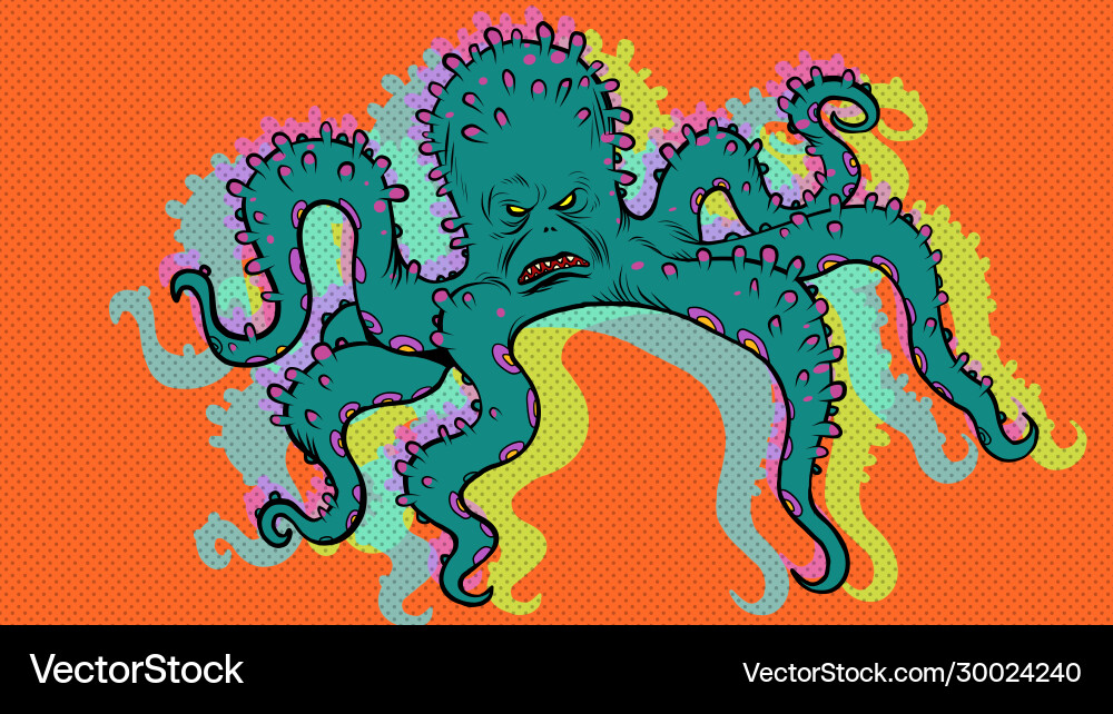 Scary octopus character Royalty Free Vector Image