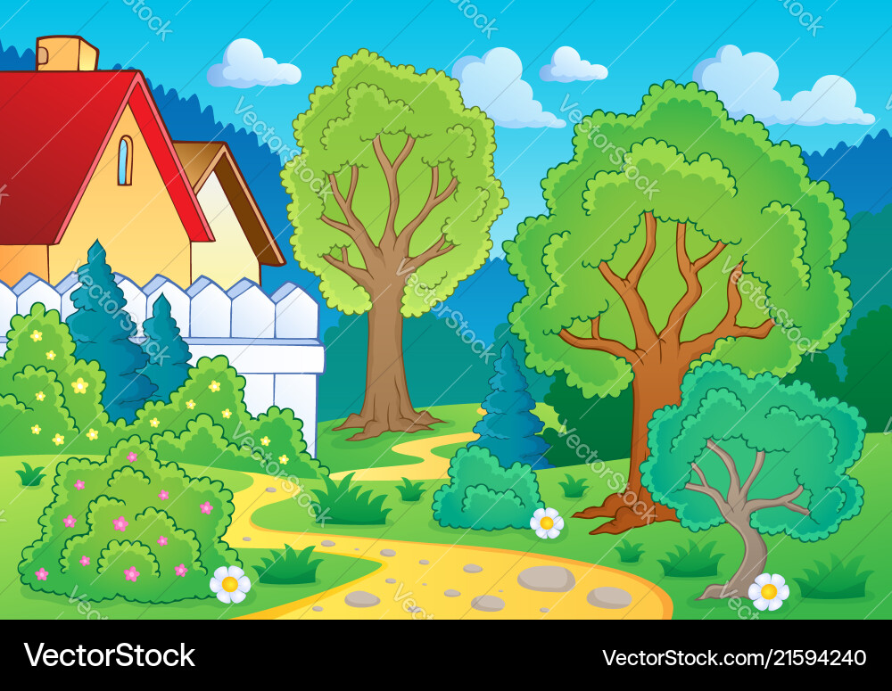Serene Tree Landscape Royalty Free Vector Image