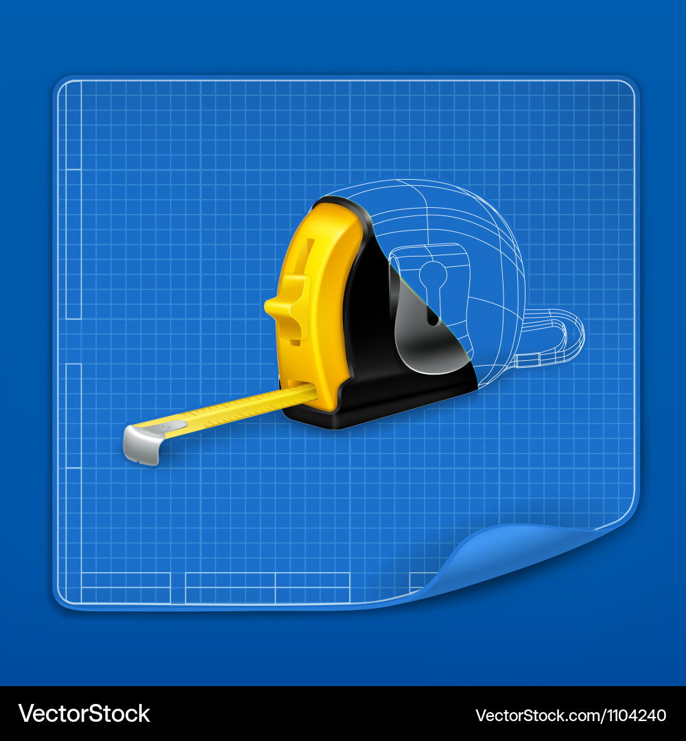 Tape measure drawing blueprint Royalty Free Vector Image