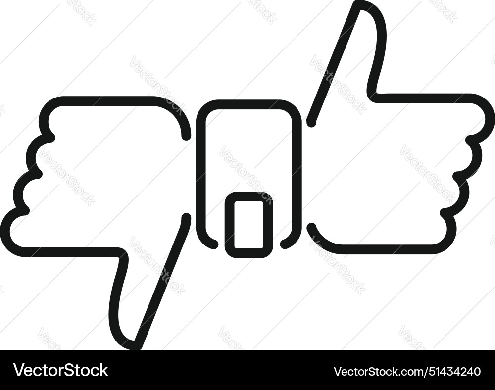 Thumbs up and down line icon Royalty Free Vector Image