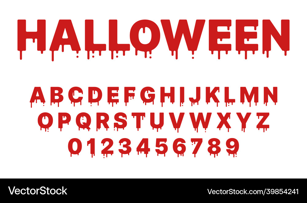 Blood halloween font red paint liquid flowing Vector Image