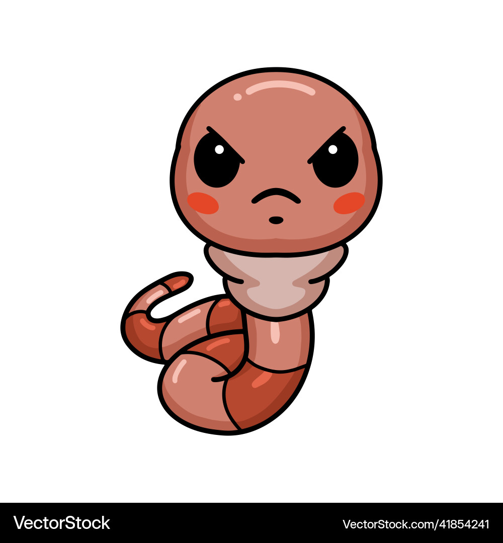 Cute angry little worm cartoon Royalty Free Vector Image