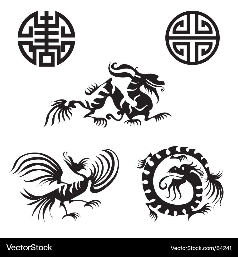 Dragon design elements Royalty Free Vector Image