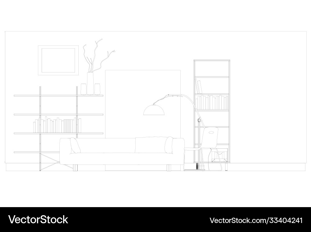 Interior Living Room Outline Royalty Free Vector Image
