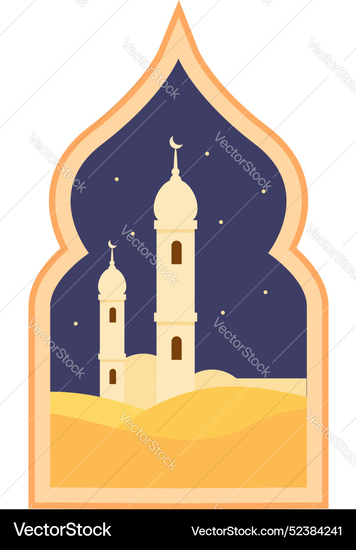 Islamic mosque building standing in desert Vector Image