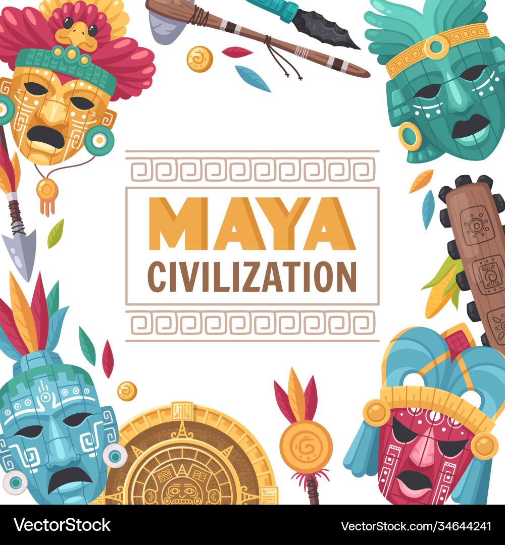 Maya civilization poster Royalty Free Vector Image