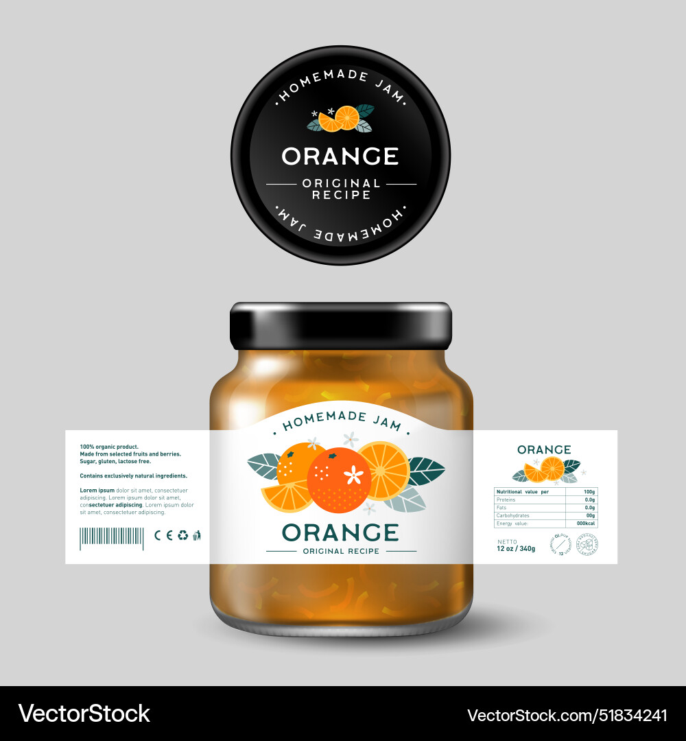 Orange jam fruit design label Royalty Free Vector Image
