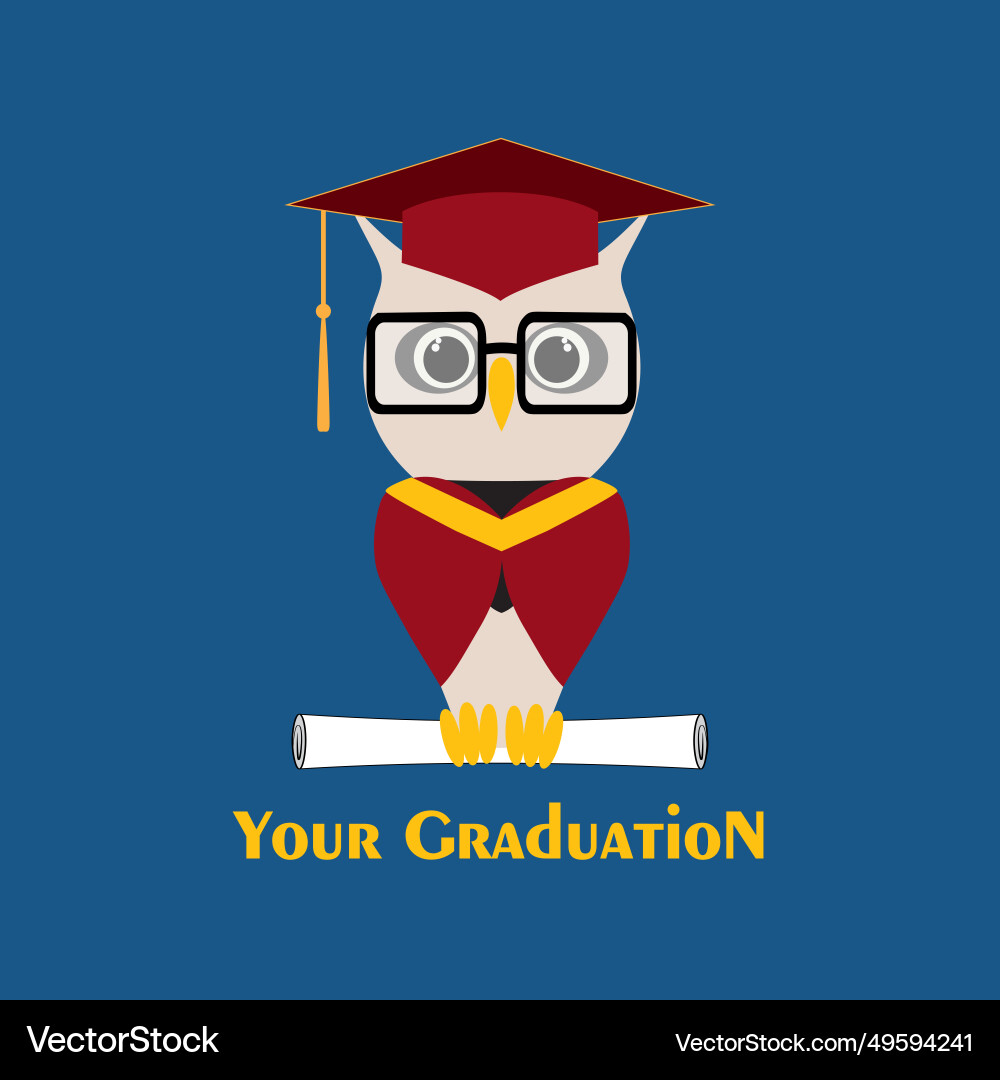 Owl in a graduate hat master cap holds Royalty Free Vector
